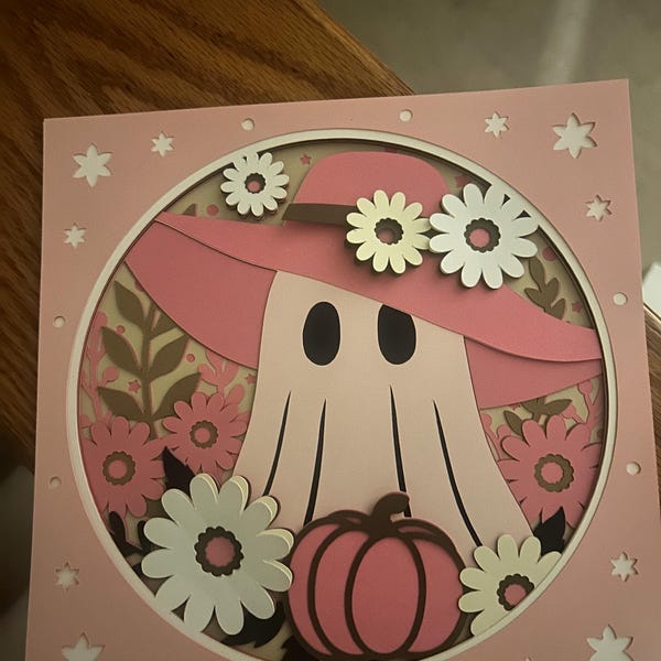Cute Fall Ghost 3D Shadow Box SVG/ Welcome Fall Layered Cardstock/ Cute ...