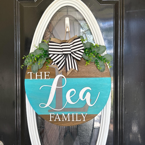 Front Door Hanger Wood Raised Letter Welcome Sign Family Last Name ...