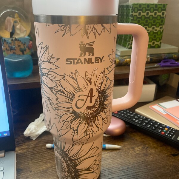 Engraved Stanley Tumbler, Laser Engraved Stanley, Flower Tumbler ...
