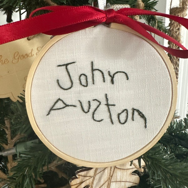 Personalized Ornaments, Hand Writing Embroidered Ornaments, Kids Hand ...