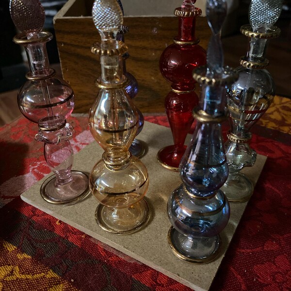 Egyptian Hand Blown Royal Perfume Set of 6 Decorative Genie Perfume ...