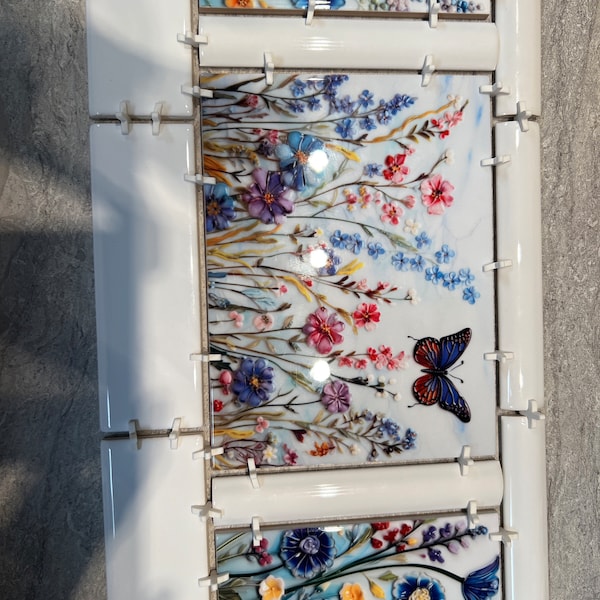 Wildflowers Wall Tiles, Ceramic Decorative Tiles, Floral Kitchen ...