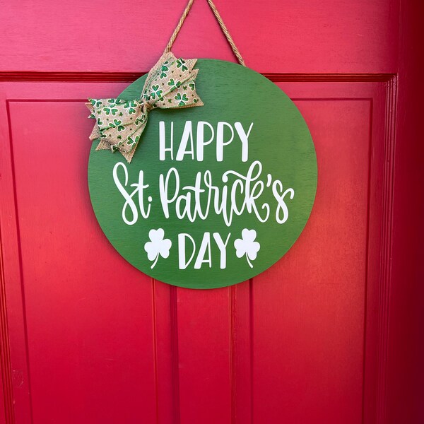 Happy St. Patrick's Day Door Hanger, Sizes Available, Front Porch Decor ...