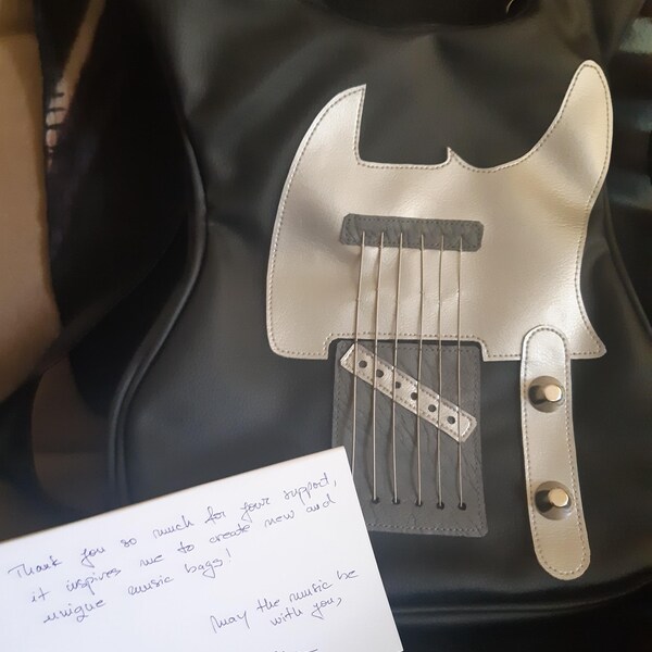 Unique Black Purse, Guitar Shaped Handbags Faux Leather, Handmade ...