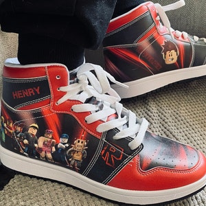 ROBLOX Character High-top Leather Blue and Green Shoes, Casual Sneakers ...