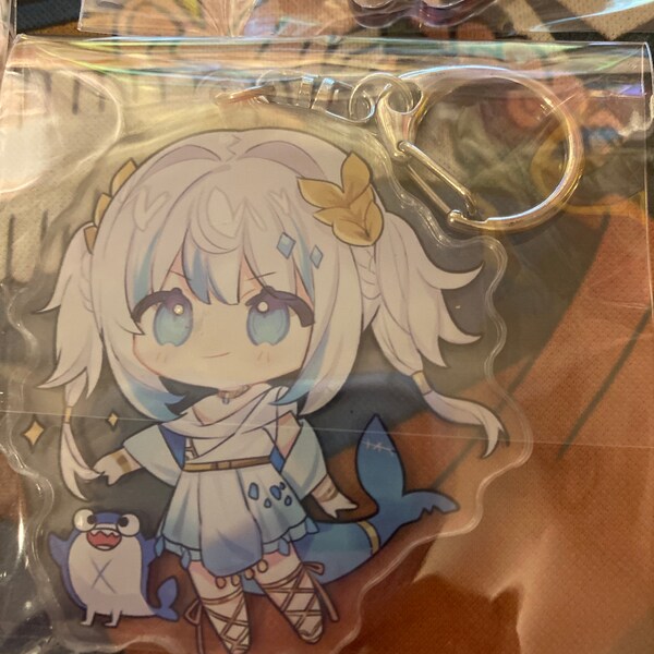 Hololive EN 1st Gen Myth & 2nd Gen Council Vtuber Doujin Double-sided Acrylic Keychain Charm ...