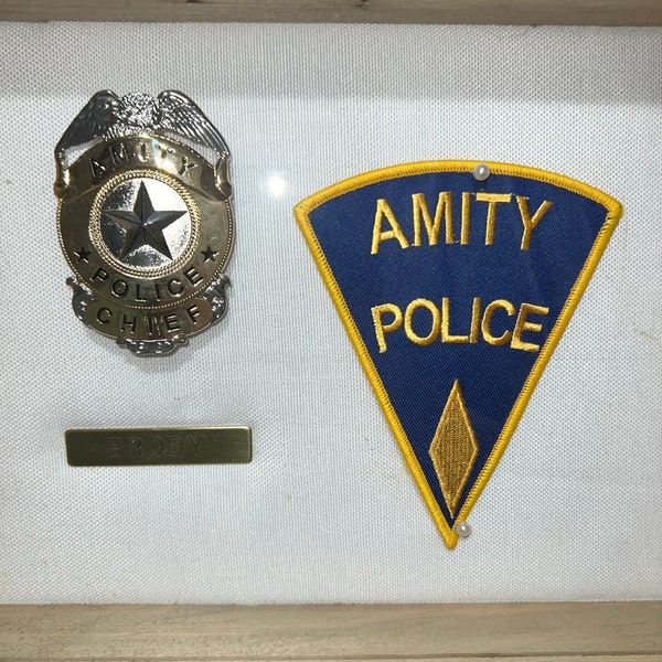 JAWS Police Chief Martin Brody Name Badge Brass Metal Halloween Cosplay ...