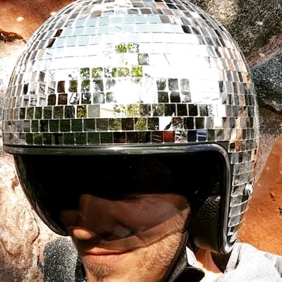 Original Seller. Mirror Ball Disco Helmet With Retractable Visor. - Etsy