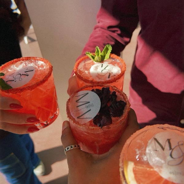 50 Personalized Edible Drink Toppers Initials Elegance | Custom Wafer ...