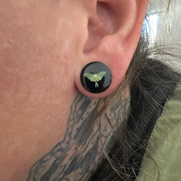 Luna Moth Ear Plugs/ Gauges for Stretched Ears. Double Flared. 1 Pair ...