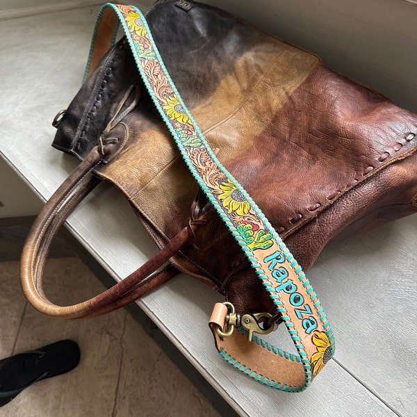 Personalized Hand Tooled Tan Leather Phone Case for iPhone or Samsung ...