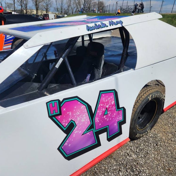 Racing Number Graphics Kit Decal Lettering Sticker Wrap NASCAR Circle ...