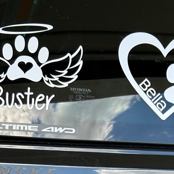 Dog Angel Car Decal Rainbow Bridge Decal Dog Memorial Decal Animal ...