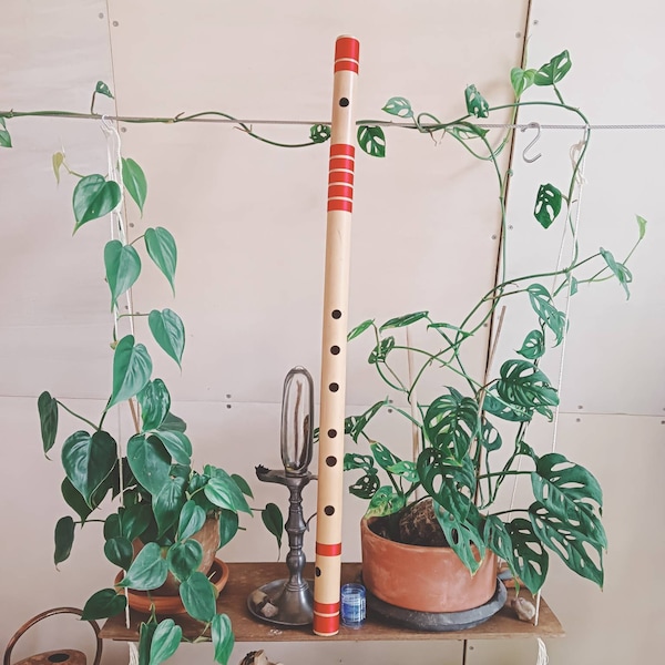 Bamboo Bansuri Flute - E Medium, Hindustani Indian Flute (16.5 Inches ...
