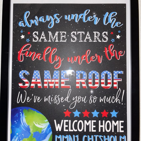Welcome Home Wife Spouse Husband Sign Template Same Stars Homecoming ...