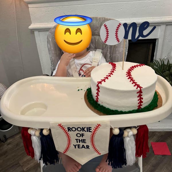 Rookie of the Year 1st Birthday Tassel Banner, Baseball Highchair ...