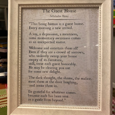 The Guest House Poem, Rumi Poem Art Print, Rumi Poetry Wall Art ...