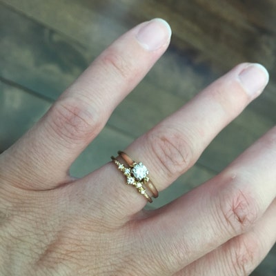 Engagement Ring, Gold Ring, Sideways Ring, Ring for Her, Gift for Her ...