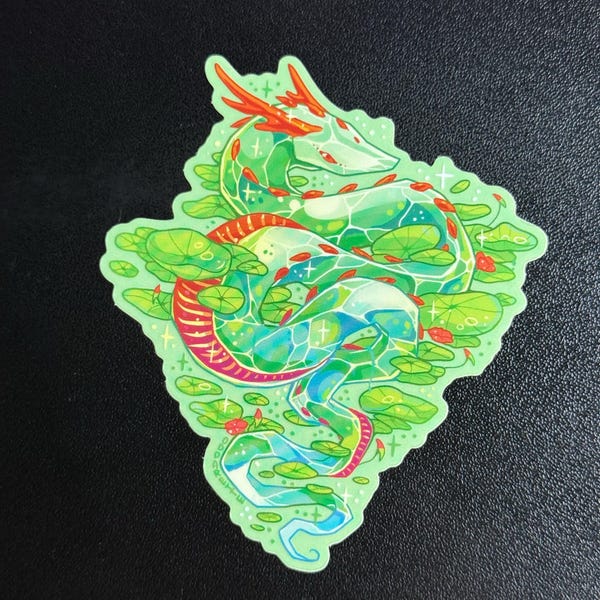 Water Dragon Sticker - Transparent Stickers - Vinyl - Waterproof ...