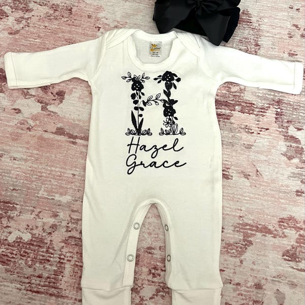 Personalized Baby Romper, Embroidery Baby Girl Coming Home Outfit ...