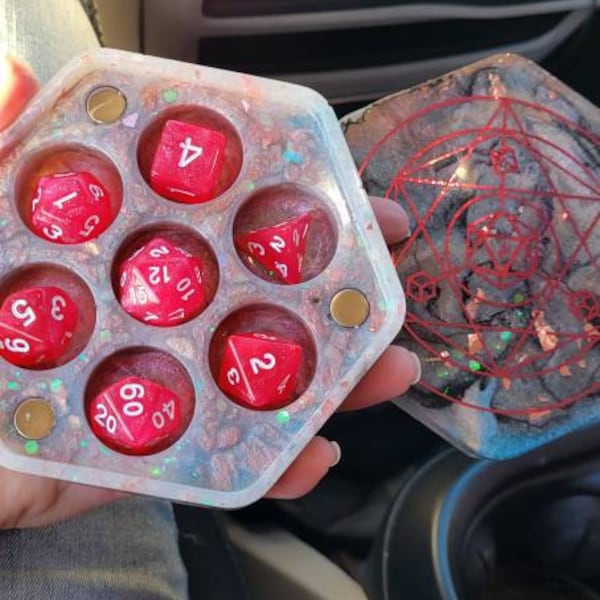 Custom Dice Holder/tray & Matching Dice, Gift for Him, Dnd Dice Holder ...
