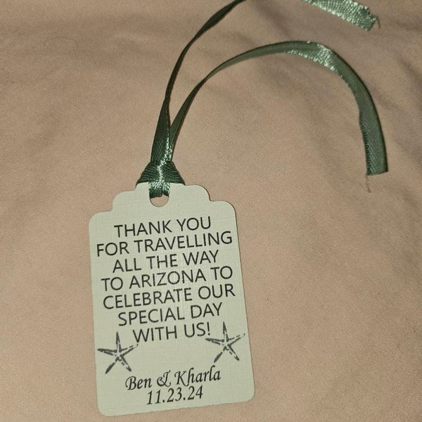 X10 Personalised Destination Wedding Favour Tags With Starfish-any ...