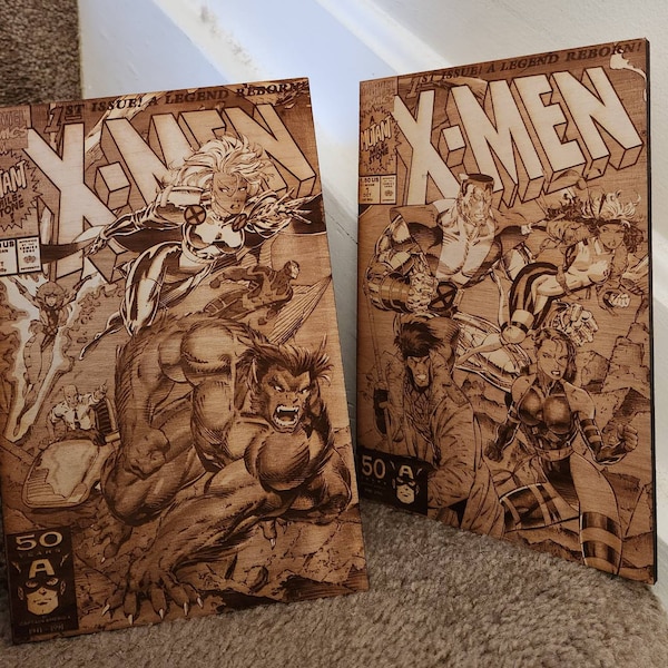 Marvel X-men Laser Engraved Comic Book Cover Art Set of 4 - Etsy