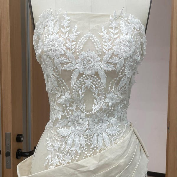 Luxury Beaded Lace Fabric, Wedding Dress Fabric Embroidery Lace, Bridal Gown Lace, Sequin Lace ...