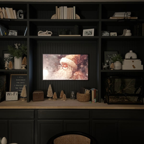 Vintage Santa Christmas Frame Tv Art, Neutral Holiday Santa Claus ...