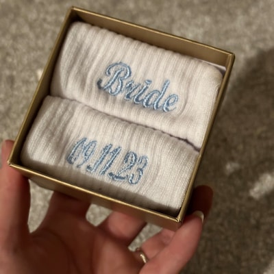 Princess Bride Socks, Custom Embroidered Lilac Flower Wedding Socks ...