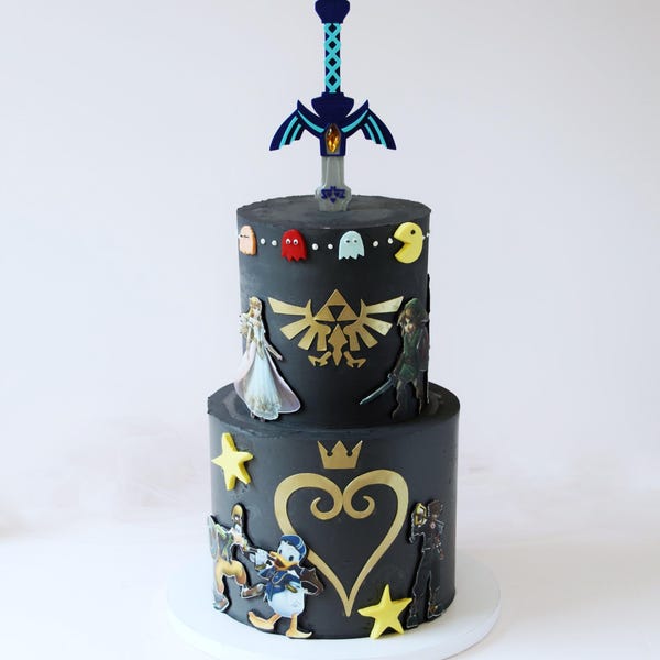 Zelda Master Sword Personalized Cake Topper and Zelda Crest Cupcake (1 ...