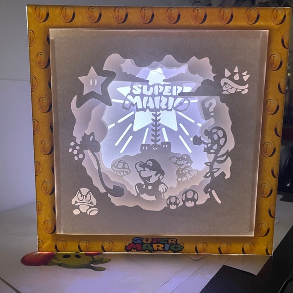 Super Mario, Mario 3D Paper Cut Light Box Template, Luigi Svg, Shadow ...