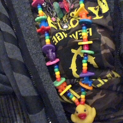 Kidcore Decora Rubber Frog Rainbow Necklace - Etsy