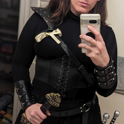 Elven Leaf Leather Pauldron Harness Elf Armor DK5107 - Etsy