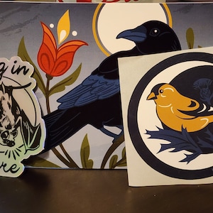 Crow Distelfink Hex Sign, Metal Wall Art, Pennsylvania Folkart Design ...