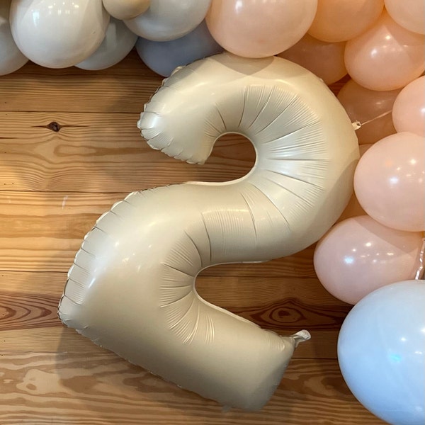 White Sand Number Balloon, Cream Number 2 Balloon, Two Groovy Birthday ...