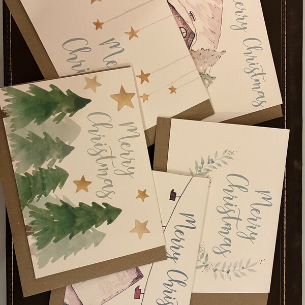 Christmas Card Pack, Pack of 5, Individual Designs, Handmade - Etsy UK