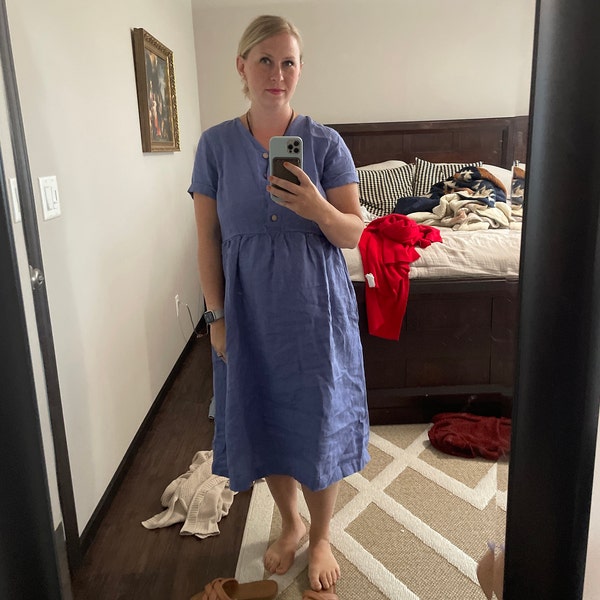 Linen Loose Sleeveless Dress With Hidden Side Pockets Malibu Nursing
