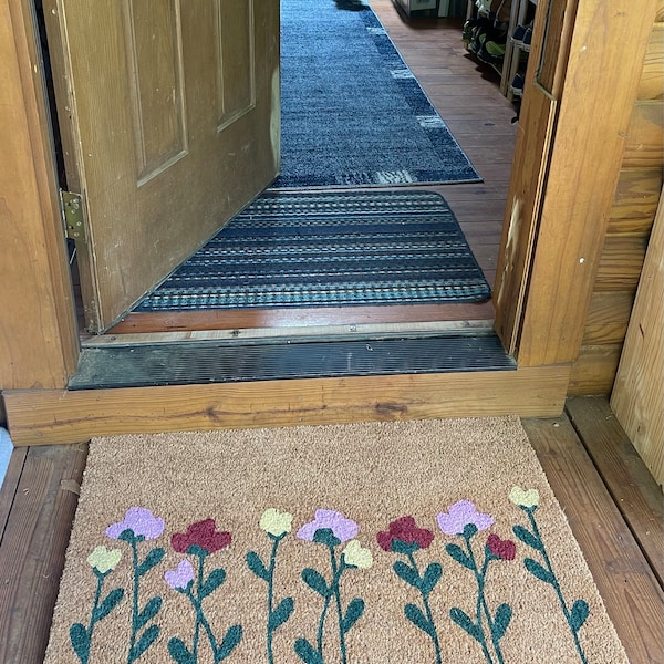 Colorful Wildflower Doormat | Cute Floral Front Doormat | Spring ...