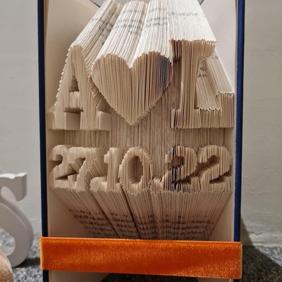 Custom Book Fold PATTERN Initials & Date, Wedding and Date Book Fold ...