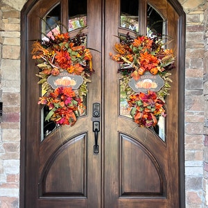 Extra Large Double Door Fall Swag Autumn Wreath for Front - Etsy