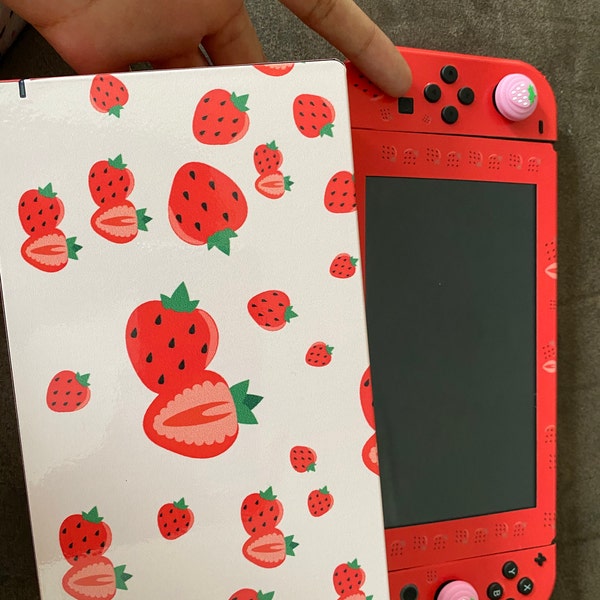 Nintendo Switch Skin Cute Strawberry, Strawberry Switch Skin Full Cover ...