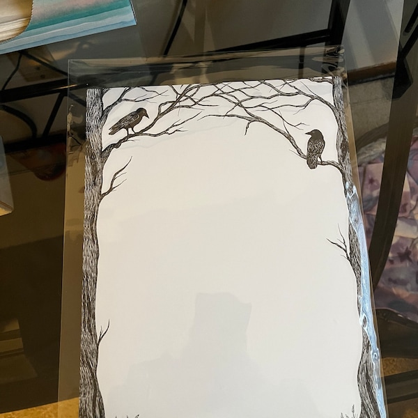 Crow/raven Stationery Set, 11 X 8.5” and 7.5 X 5.75” Letter Sheets ...