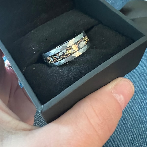 Gold Dust Ring, Pyrite and 24k Gold Flake Ring, Pyrite Jewelry, Fools ...