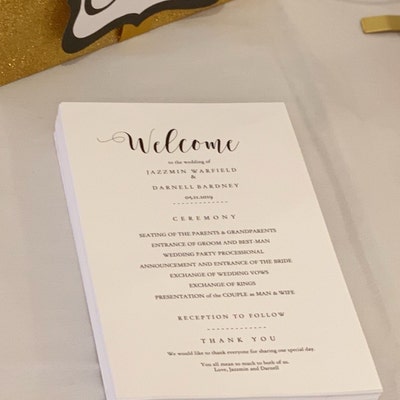 Double Sided Wedding Program Template, Half Page Printable Order of ...