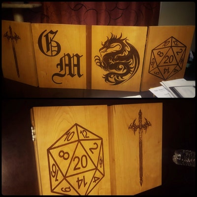 D&D Dungeon Master Screen Hardwood Custom Laser Engraved Dungeons and ...