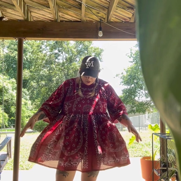 Handmade Half and Half Split Bandana Dress Black White - Etsy