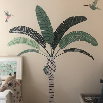 Tropical Palm Tree Wall Sticker Pack, Jungle Wall Stickers, Safari Wall ...