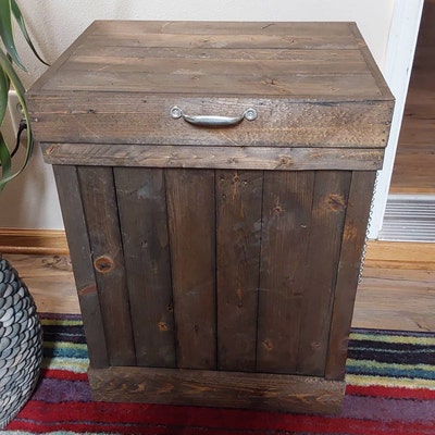 Farmhouse Trash Can, Kitchen Garbage Can, Rustic Trash Bin, Farmhouse ...