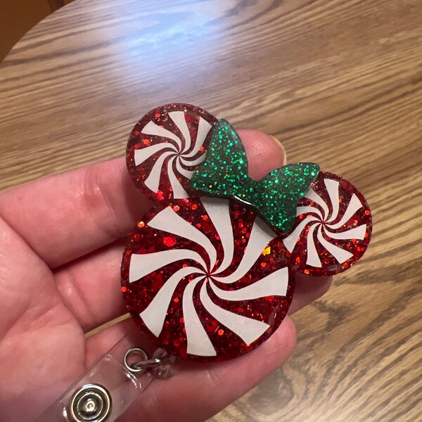 Peppermint Candy Badge Reel / Christmas Badge Reel / Custom Medical ID ...